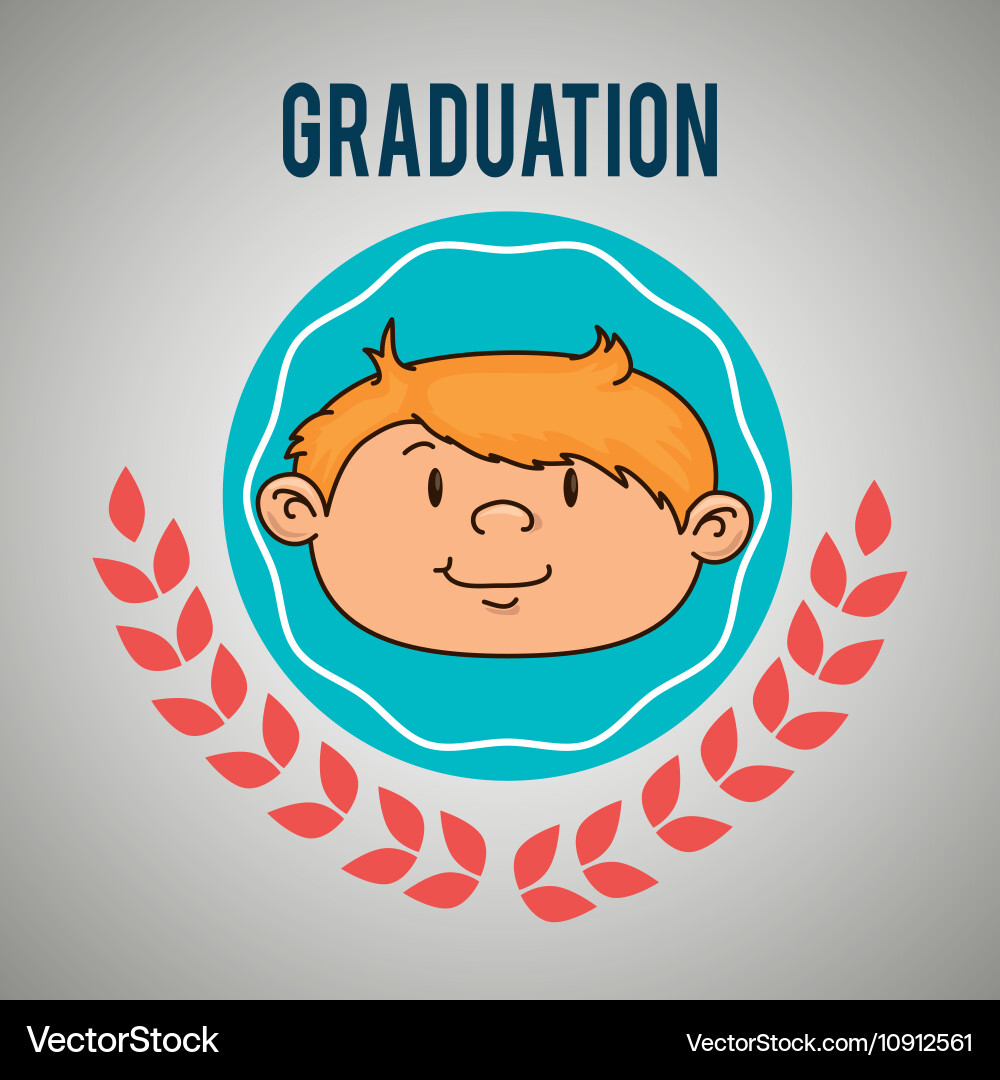 Kid on graduation emblem isolated icon design Vector Image