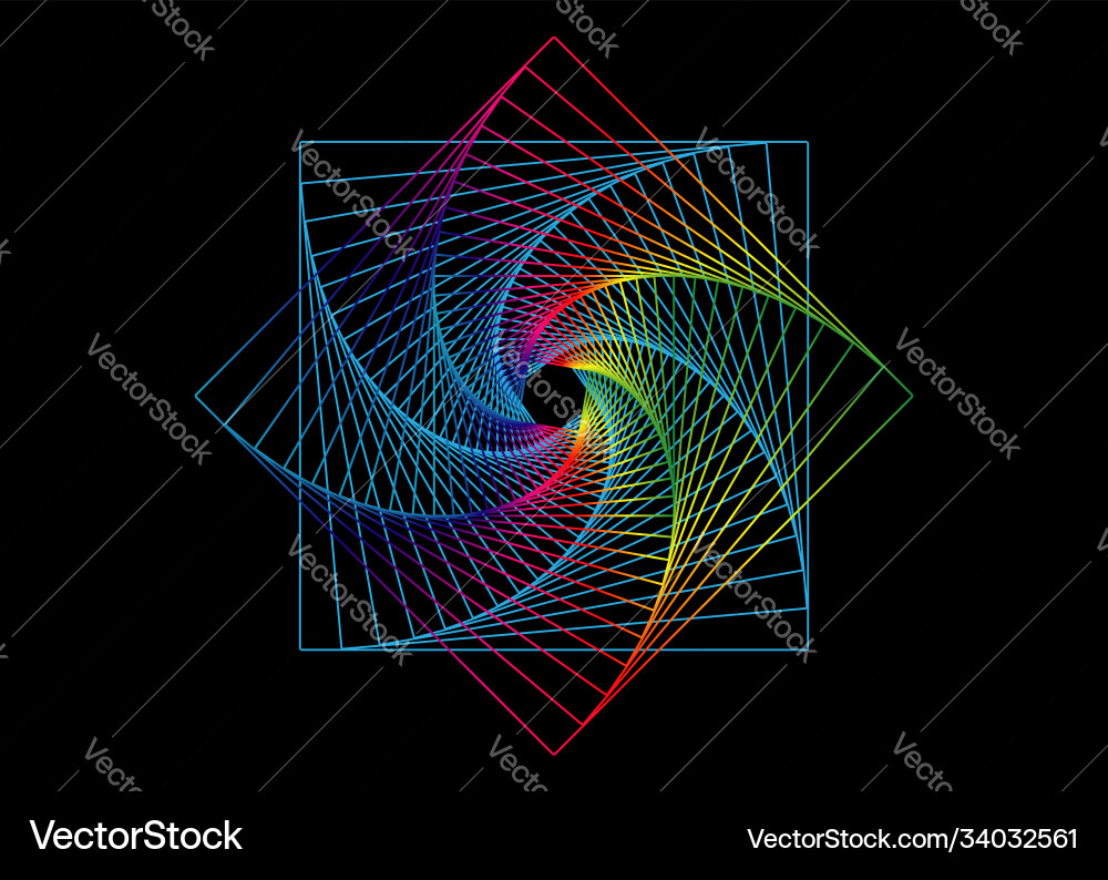 Line drawing colorful mandala sacred geometry Vector Image