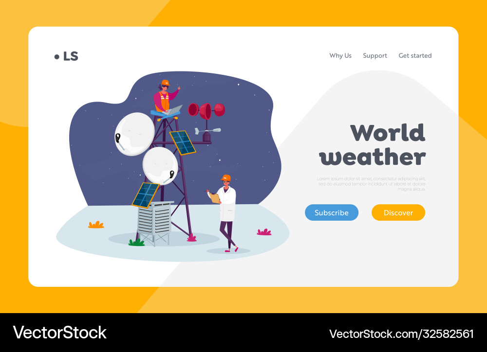 Meteorology station landing page template Vector Image