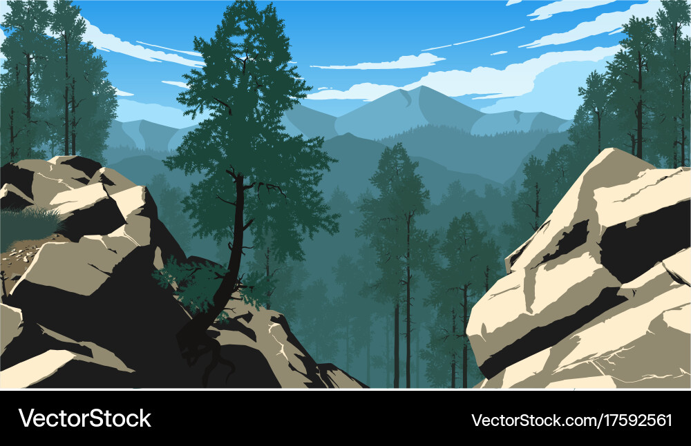 Mountain forest landscape Royalty Free Vector Image