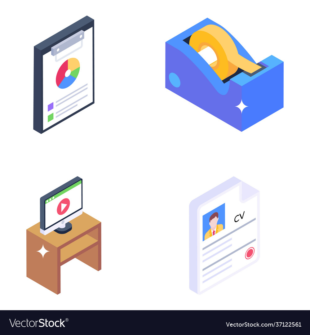 Official documentation isometric icons pack Vector Image