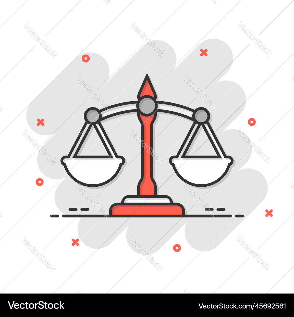 Scales icon in comic style libra cartoon Vector Image
