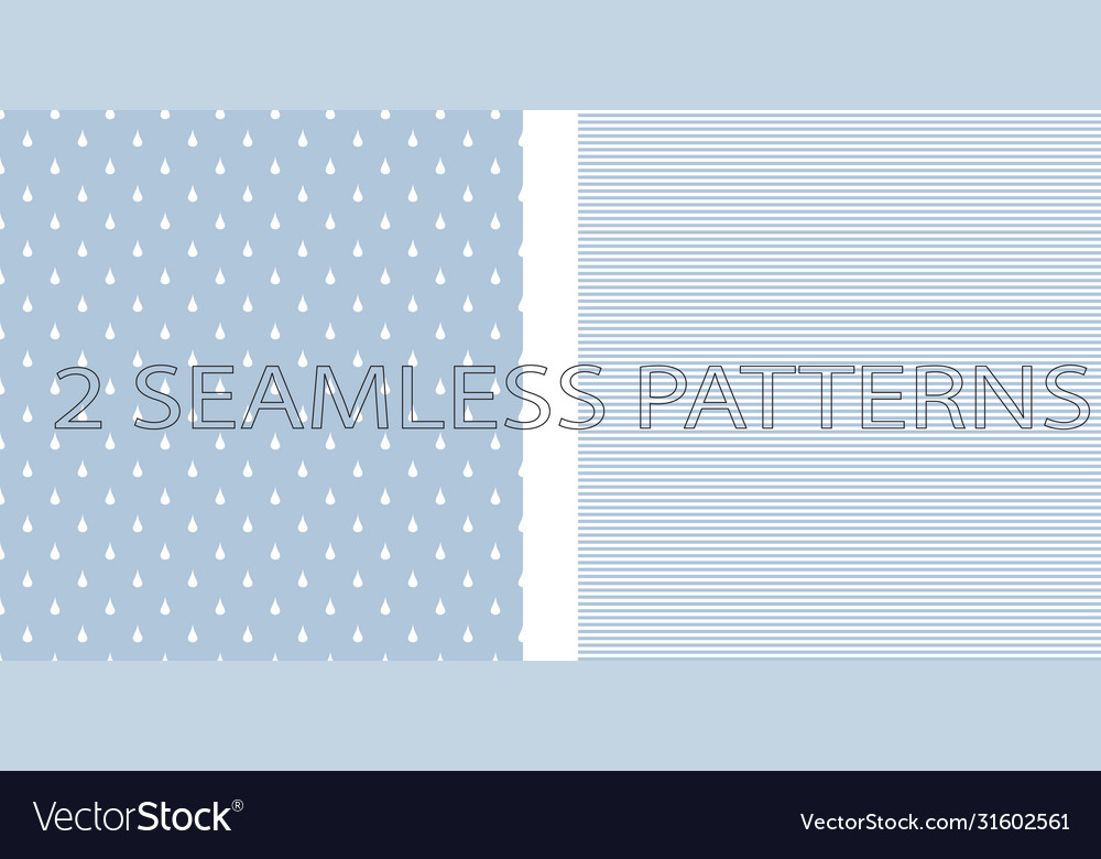 Set two seamless patterns in blue color Royalty Free Vector