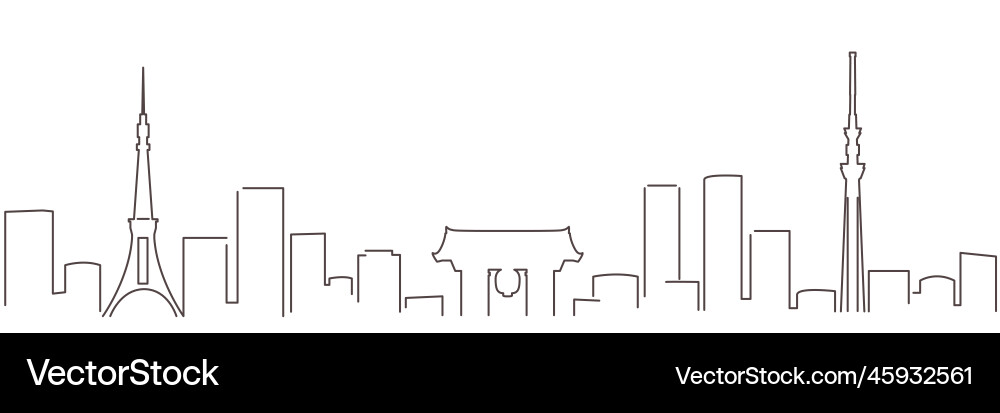Tokyo dark line simple minimalist skyline Vector Image