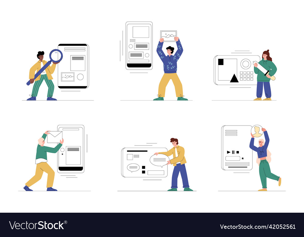 Ux Ui Design Developers And Programmers Flat Vector Image
