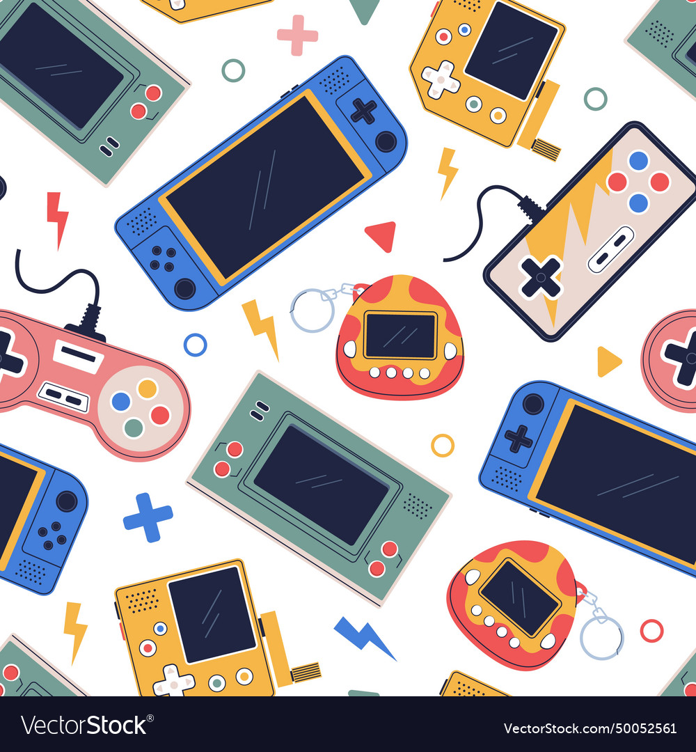 Videogame seamless pattern retro game controllers Vector Image