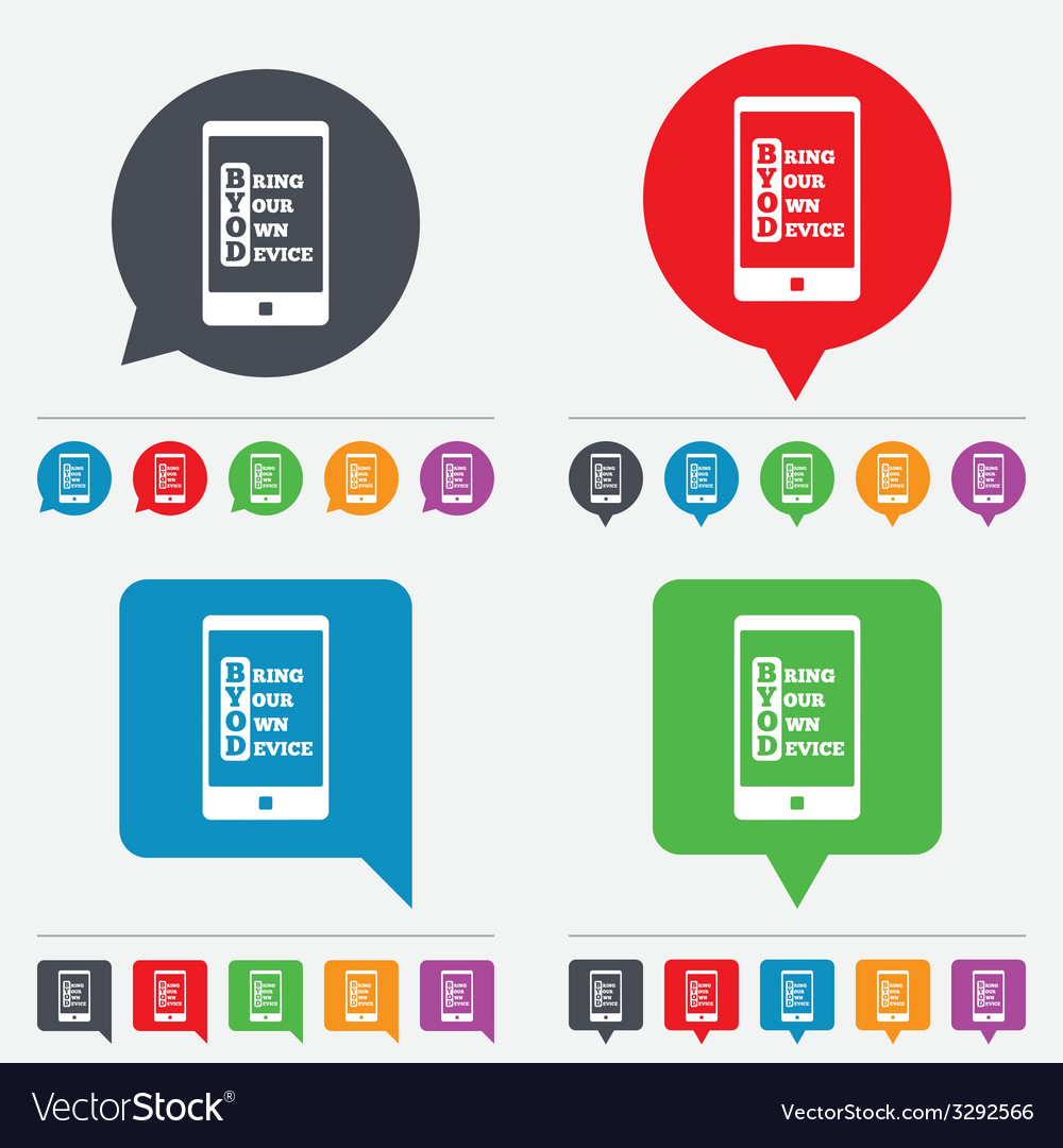 Byod sign icon bring your own device symbol Vector Image