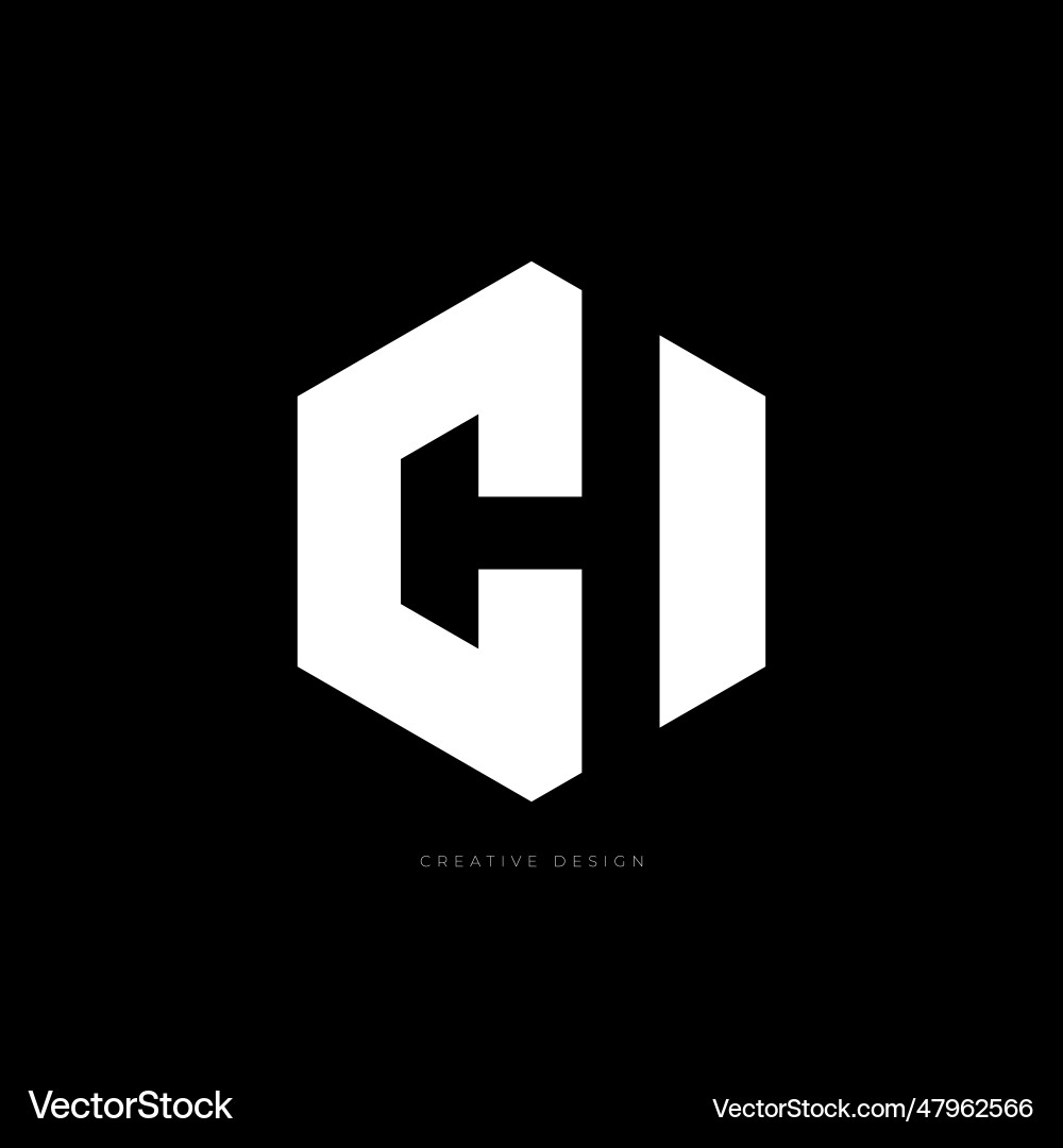 Ch letter branding negative space hexagon logo Vector Image