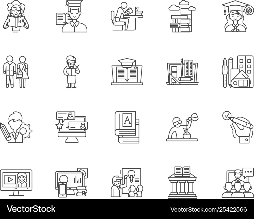 Class line icons signs set outline Royalty Free Vector Image