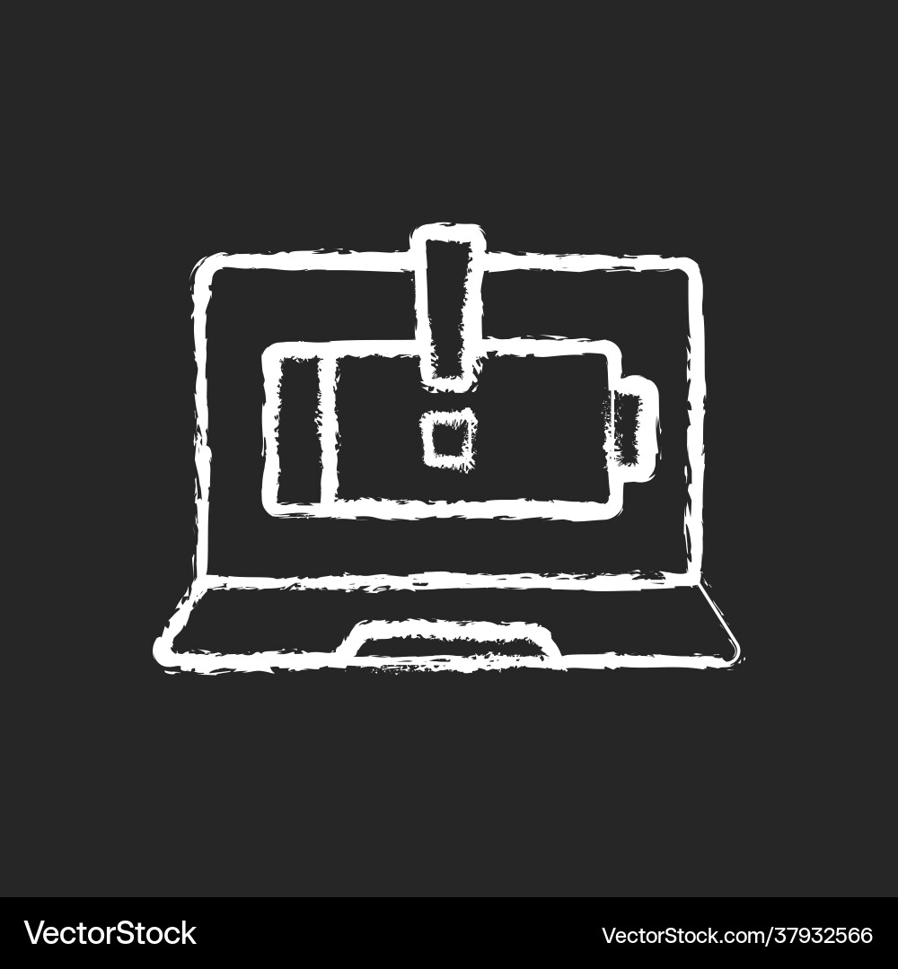 Computer does not charge chalk white icon Vector Image