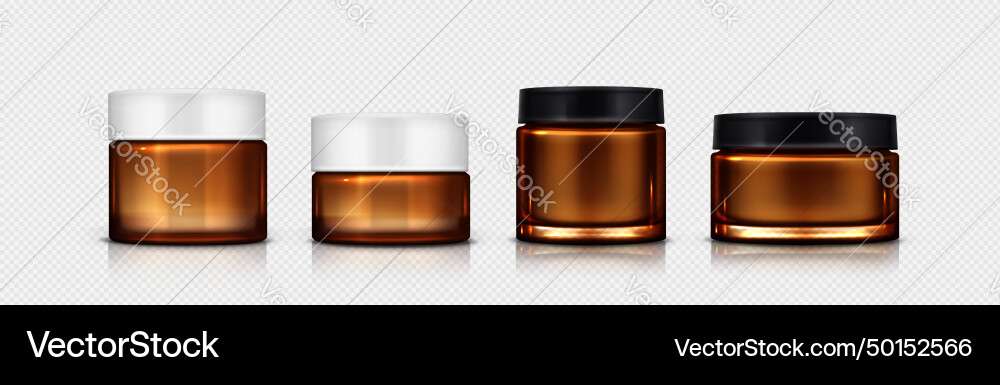 Cream brown glass jar with cap mockup Royalty Free Vector