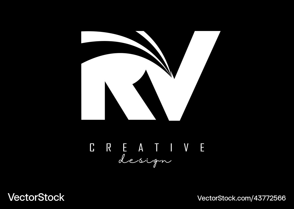 Creative white letters rv r v logo with leading Vector Image