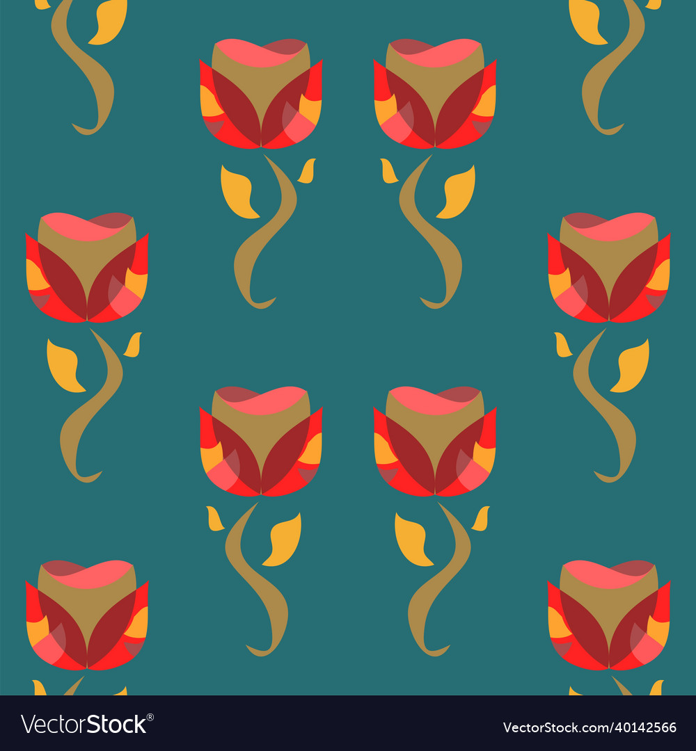 Elegant stylish flowers in a repeat pattern Vector Image