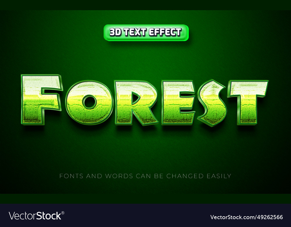 Forest green 3d editable text effect style Vector Image