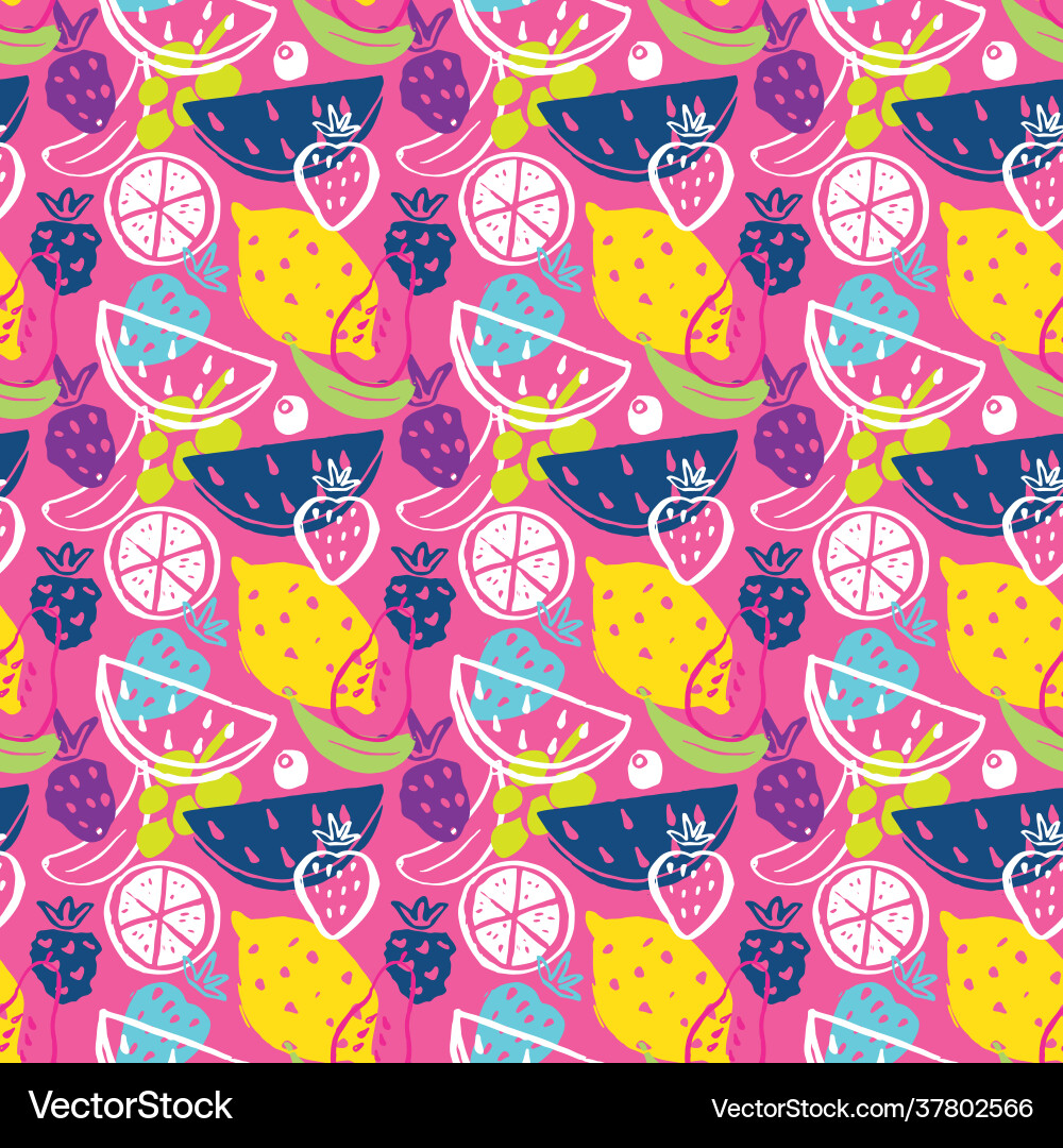 Fruit seamless pattern collection juicy fruits Vector Image