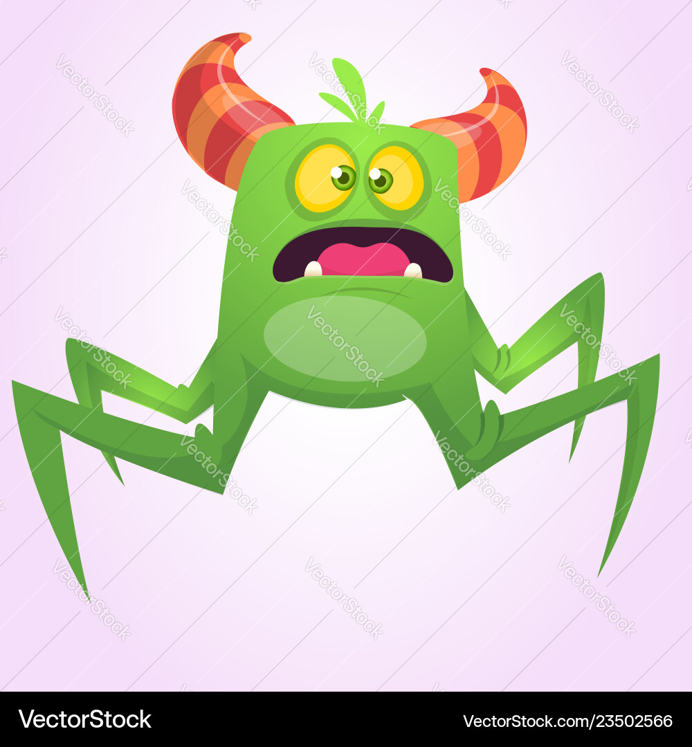 Funny cartoon spider monster Royalty Free Vector Image