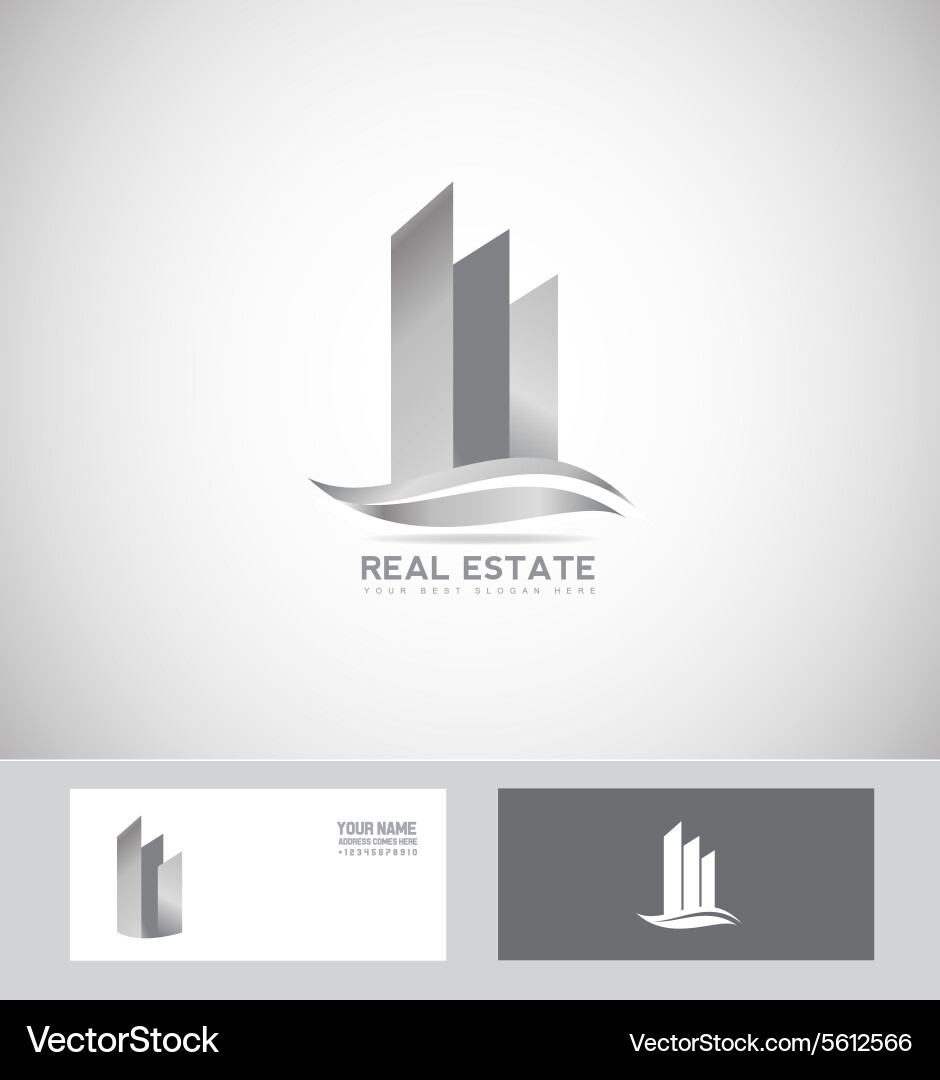 Grey real estate logo icon Royalty Free Vector Image