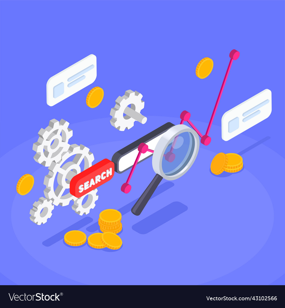 Isometric app optimization concept Royalty Free Vector Image