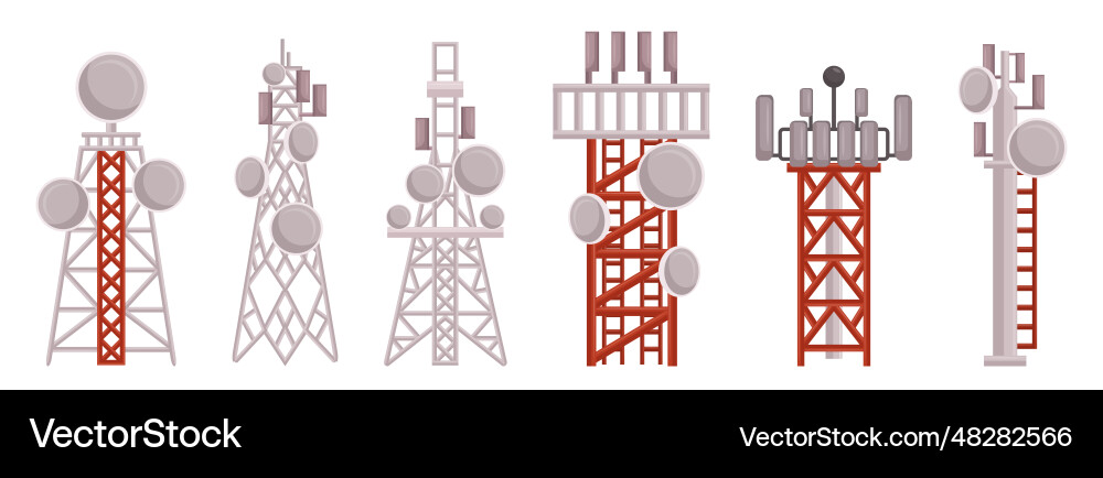 Radio towers enable broadcasting of information Vector Image