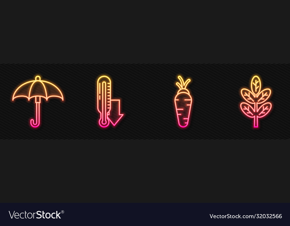 Set line carrot umbrella meteorology thermometer Vector Image Set line carrot umbrella meteorology thermometer Vector Image