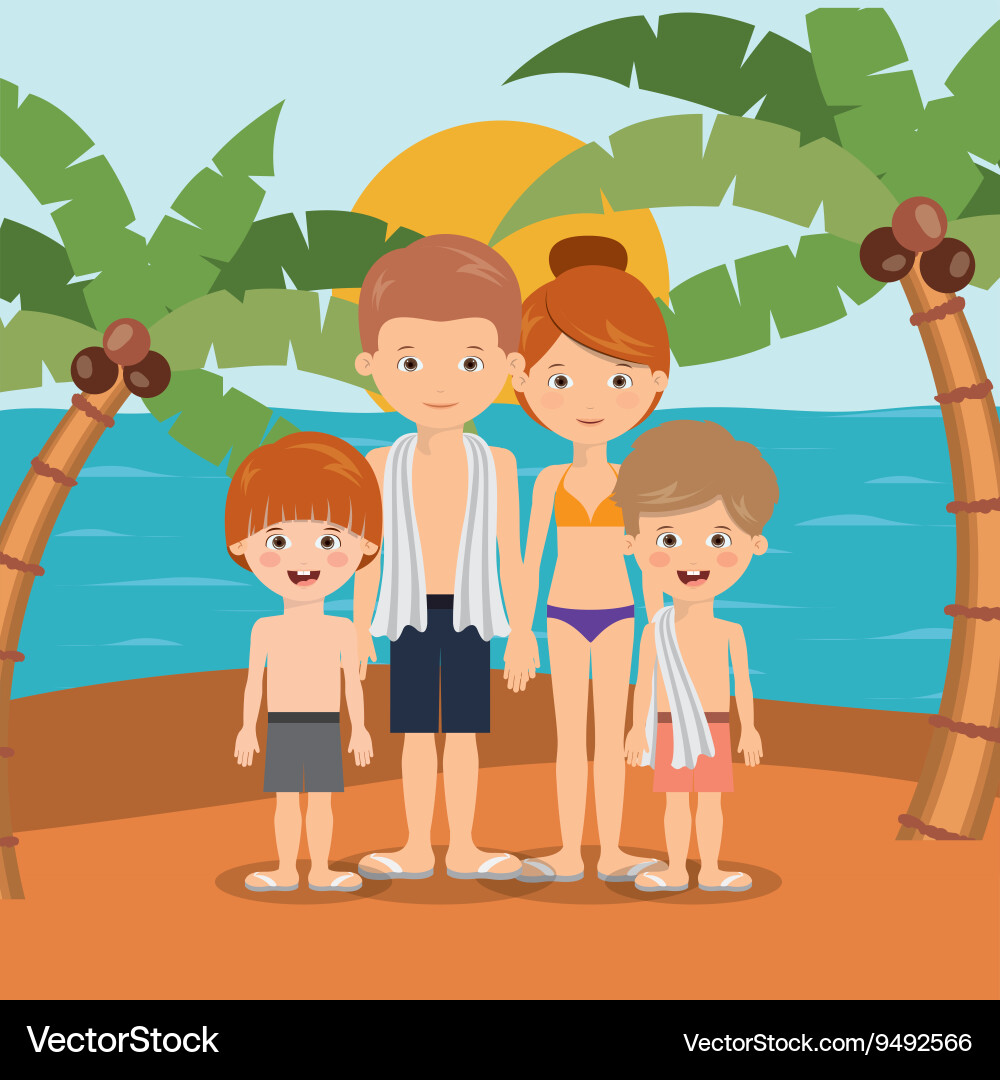 Summer vacations in family design Royalty Free Vector Image