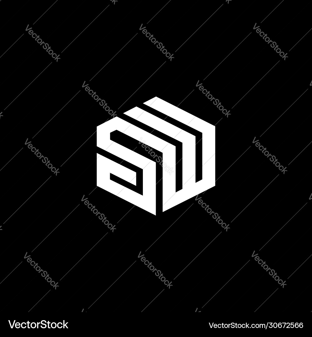 Sw letter logo s w icon design white Royalty Free Vector