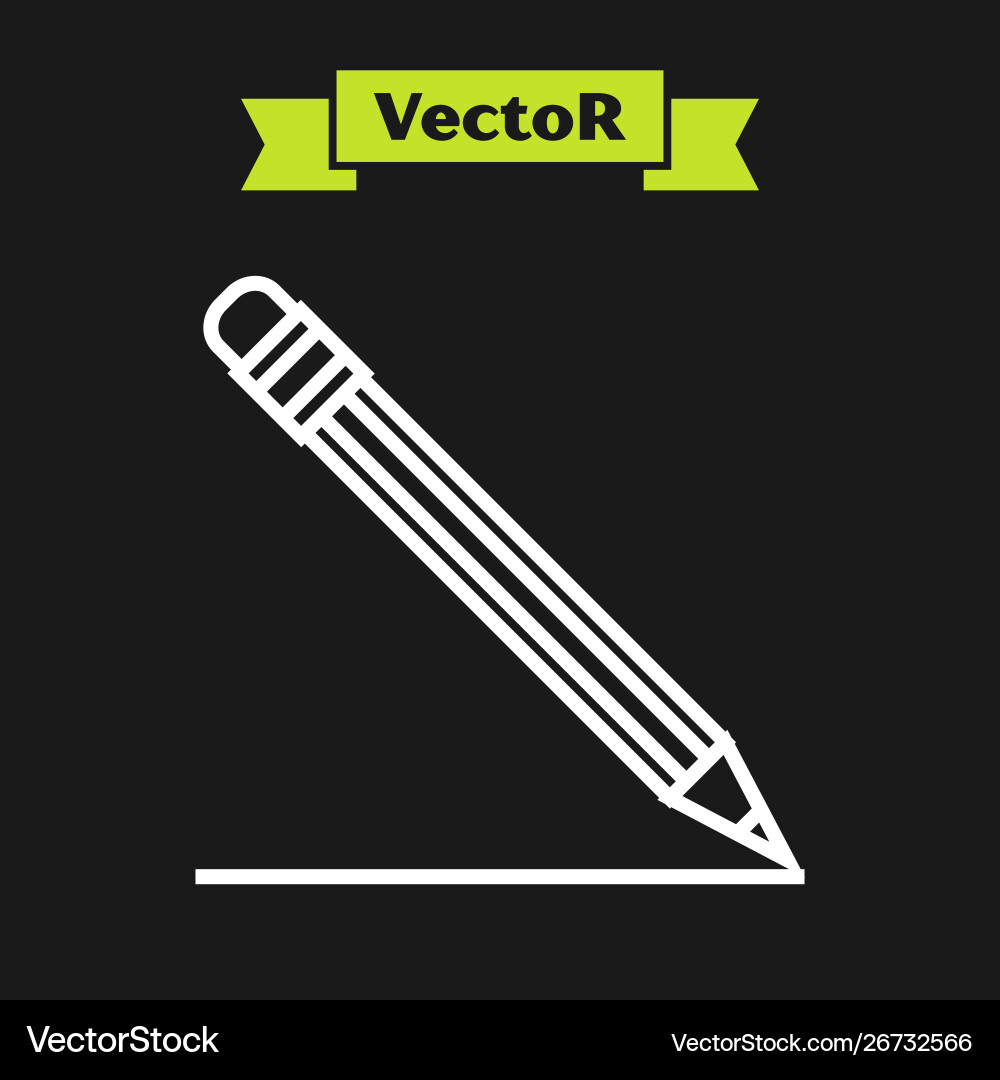 White line pencil with eraser and line icon Vector Image