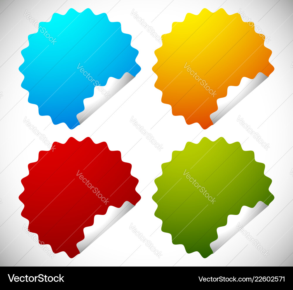 Badge shapes in 4 bright colors Royalty Free Vector Image