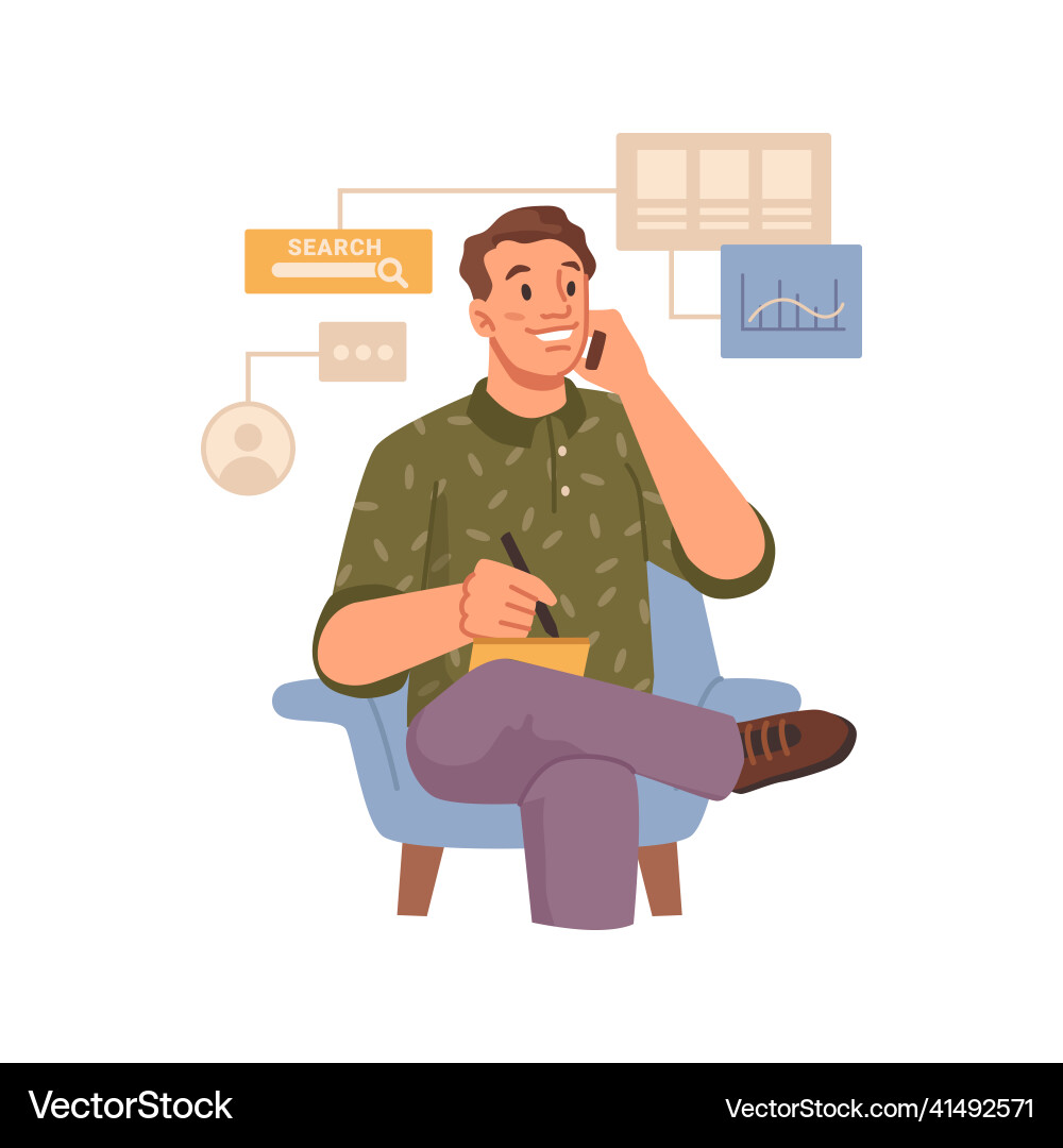 Business call talking to clients and customers Vector Image
