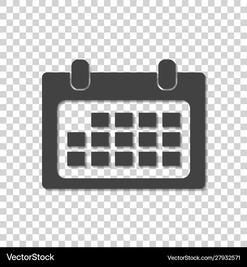 Calendar icon in flat style on transparent Vector Image