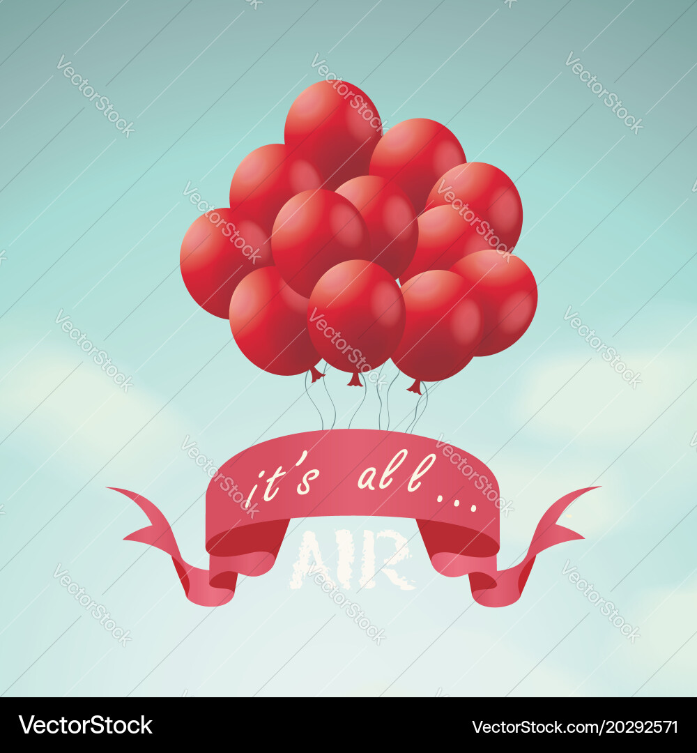 Holiday composition with red ballons and ribbon Vector Image