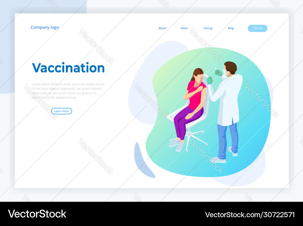 Isometric time to vaccinate concept doctor Vector Image