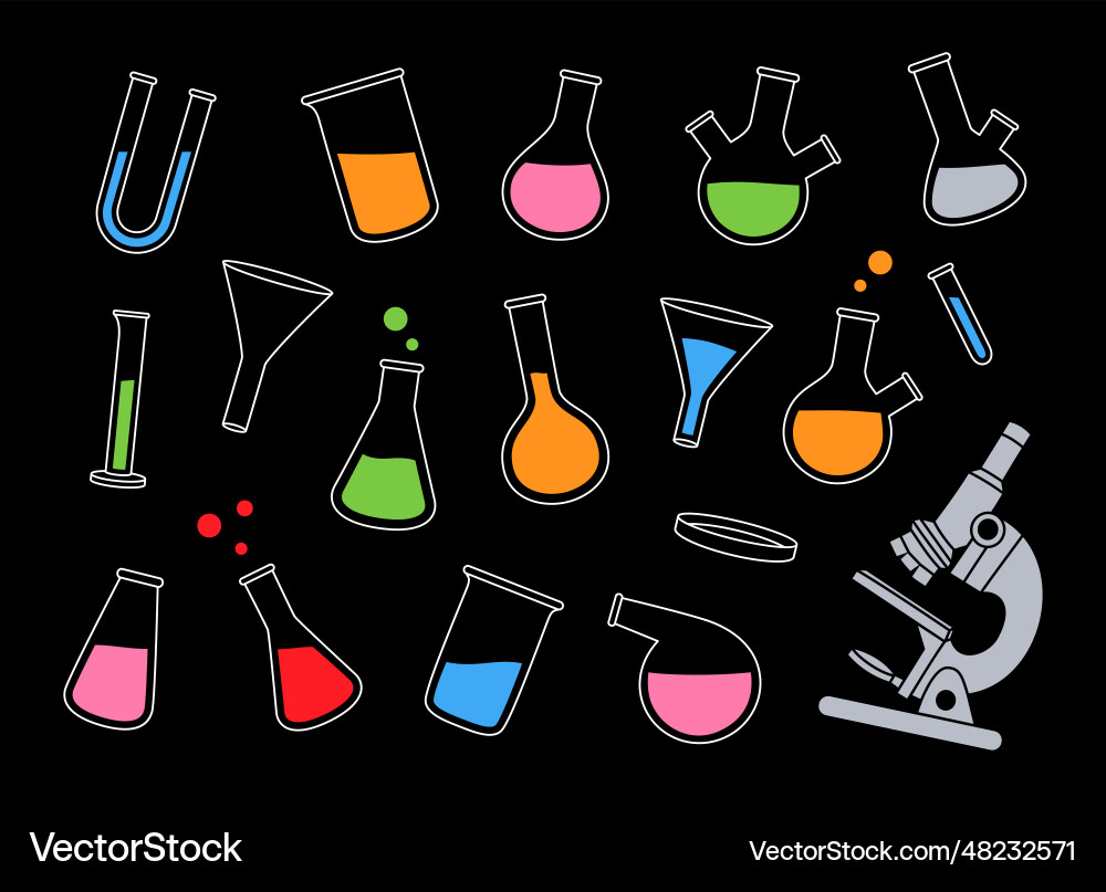 Laboratory glassware set of glasses Royalty Free Vector