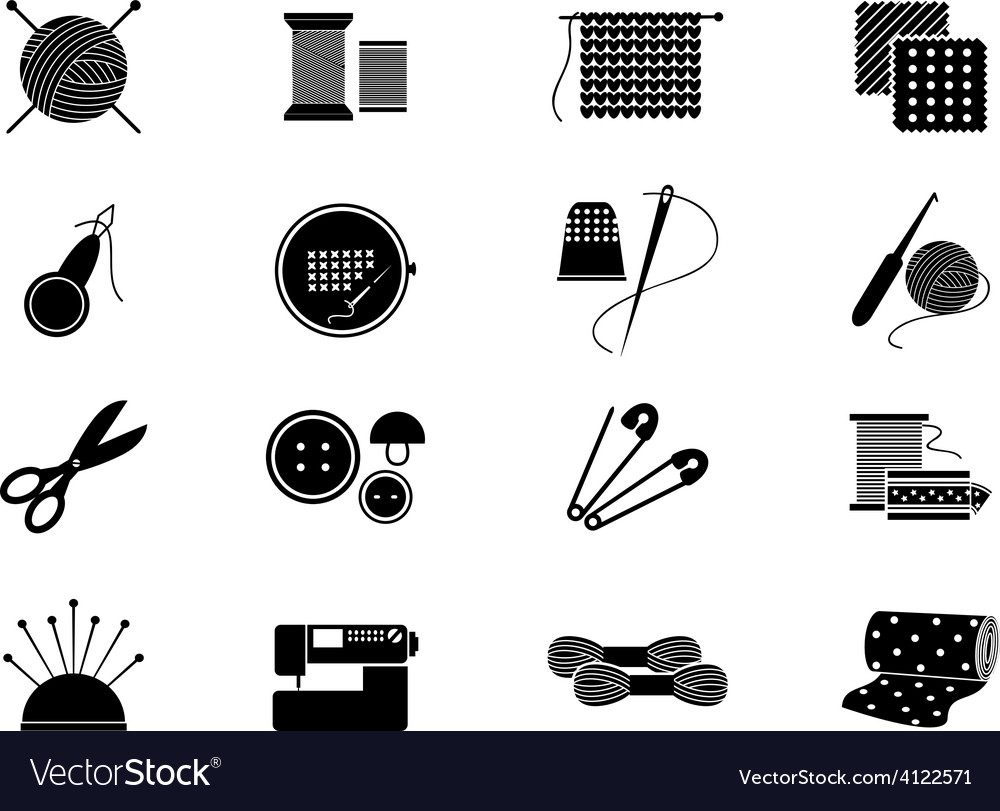 Needlework Icons For Sewing Knitting Royalty Free Vector