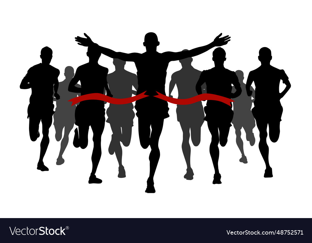 Runner running a marathon runner wins Royalty Free Vector