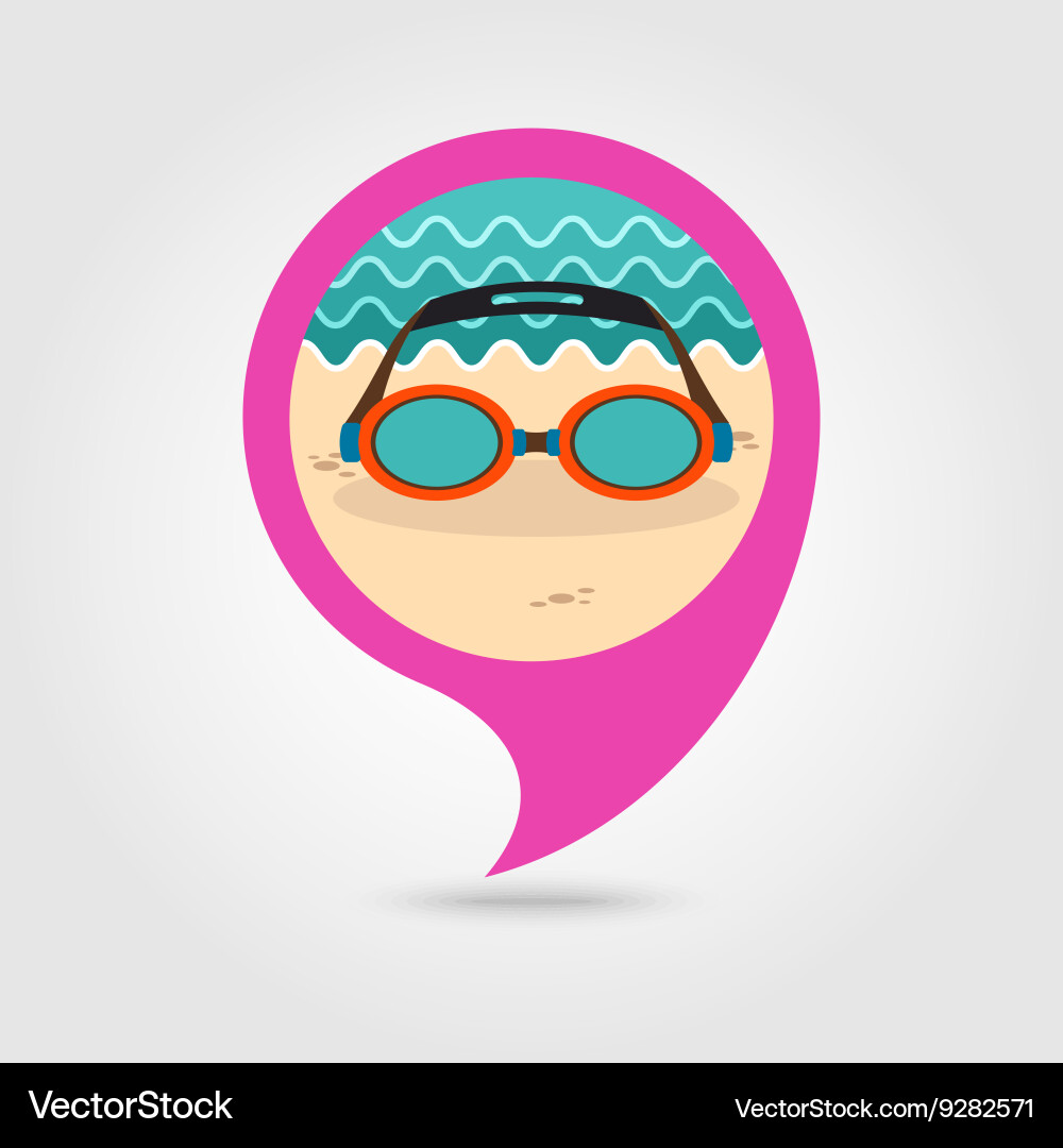 Swimming goggles pin map icon summer vacation Vector Image