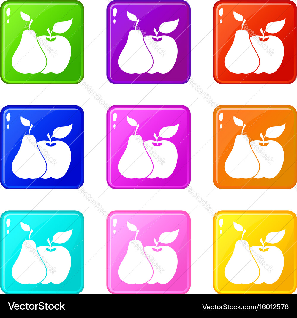 Apple and pear set 9 Royalty Free Vector Image