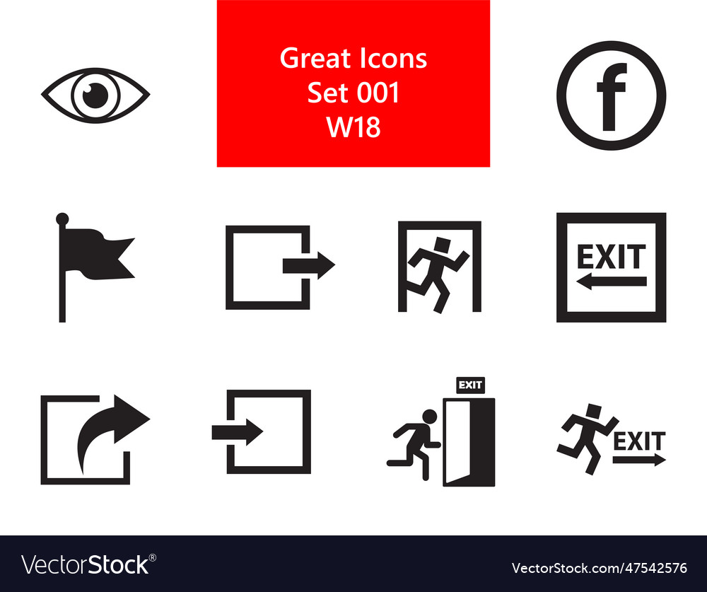 Exit simple icons set Royalty Free Vector Image