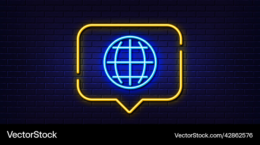 Globe line icon world or earth sign neon light Vector Image