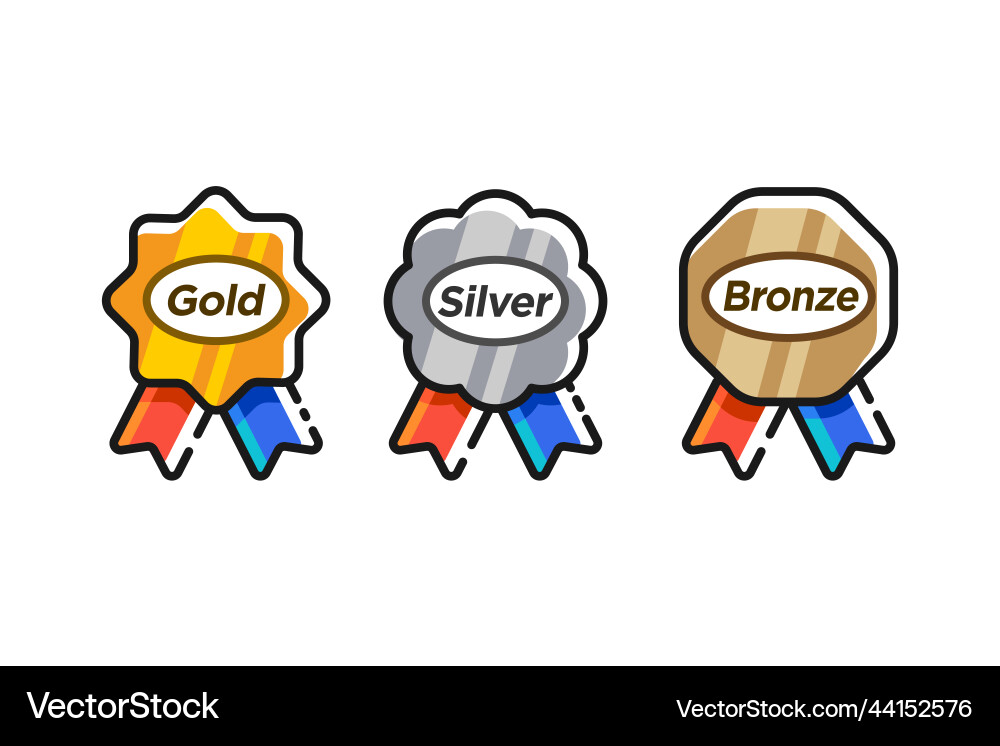 Gold silver bronze 1st 2nd 3rd medal first place Vector Image