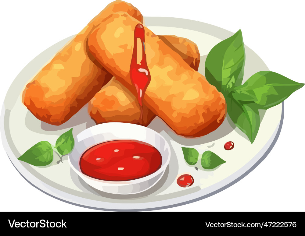 Gourmet breaded cheese sticks and sauce Royalty Free Vector