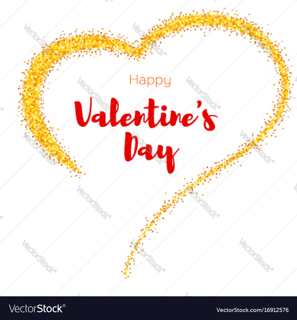 Hand-drawn golden heart with glitter valentine s Vector Image