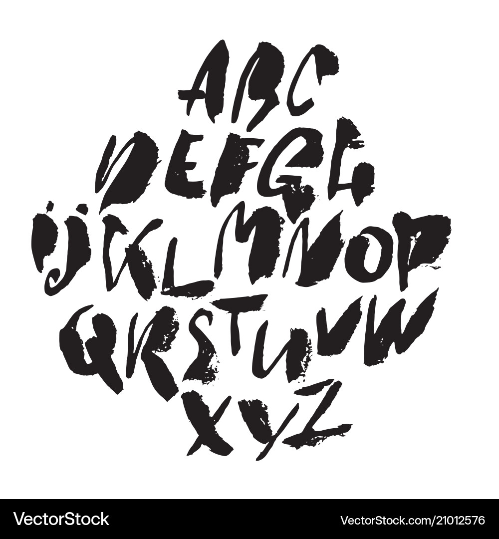 Handdrawn dry brush font modern lettering Vector Image