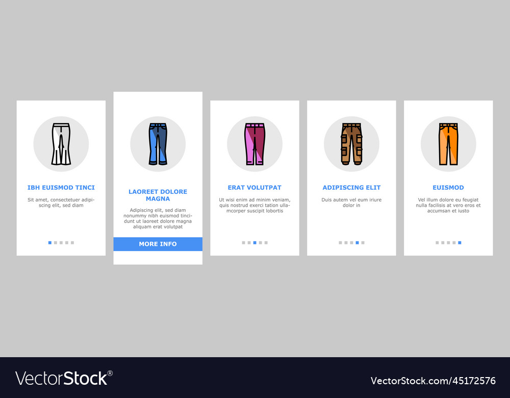 Pants Fashion Clothes Apparel Onboarding Icons Set