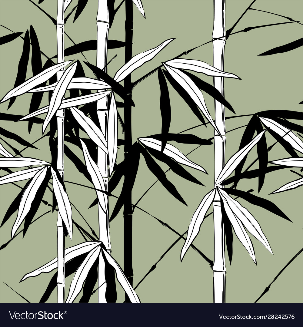 Seamless pattern background with hand drawn bamboo