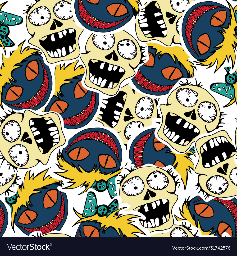 Seamless pattern crazy zombie Royalty Free Vector Image