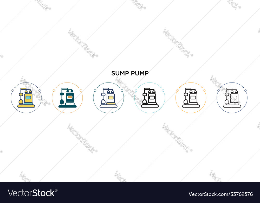 Sump pump icon in filled thin line outline Vector Image