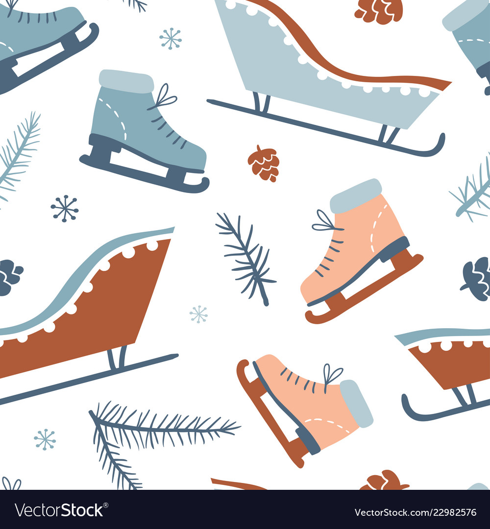 Winter activities seamless pattern Royalty Free Vector Image