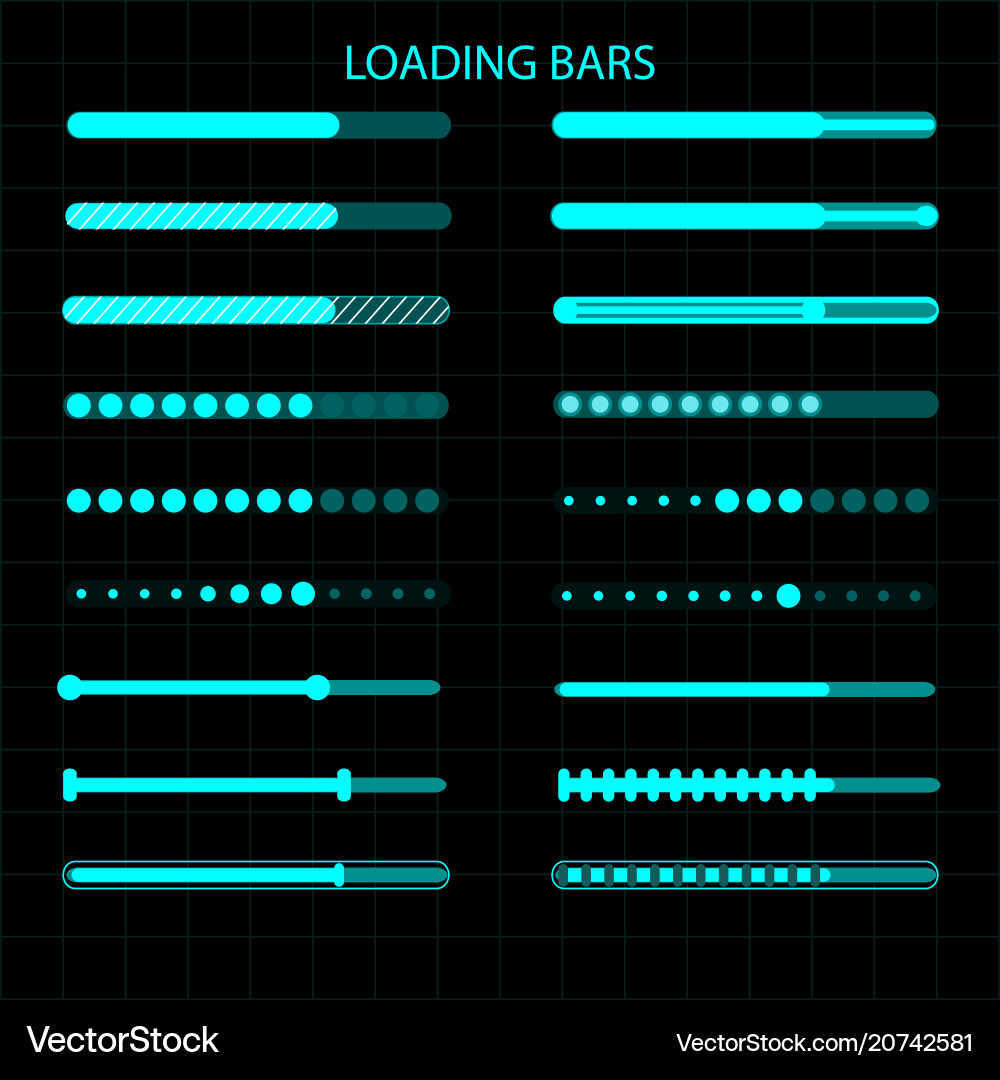 A loading bar set of download indicators Vector Image
