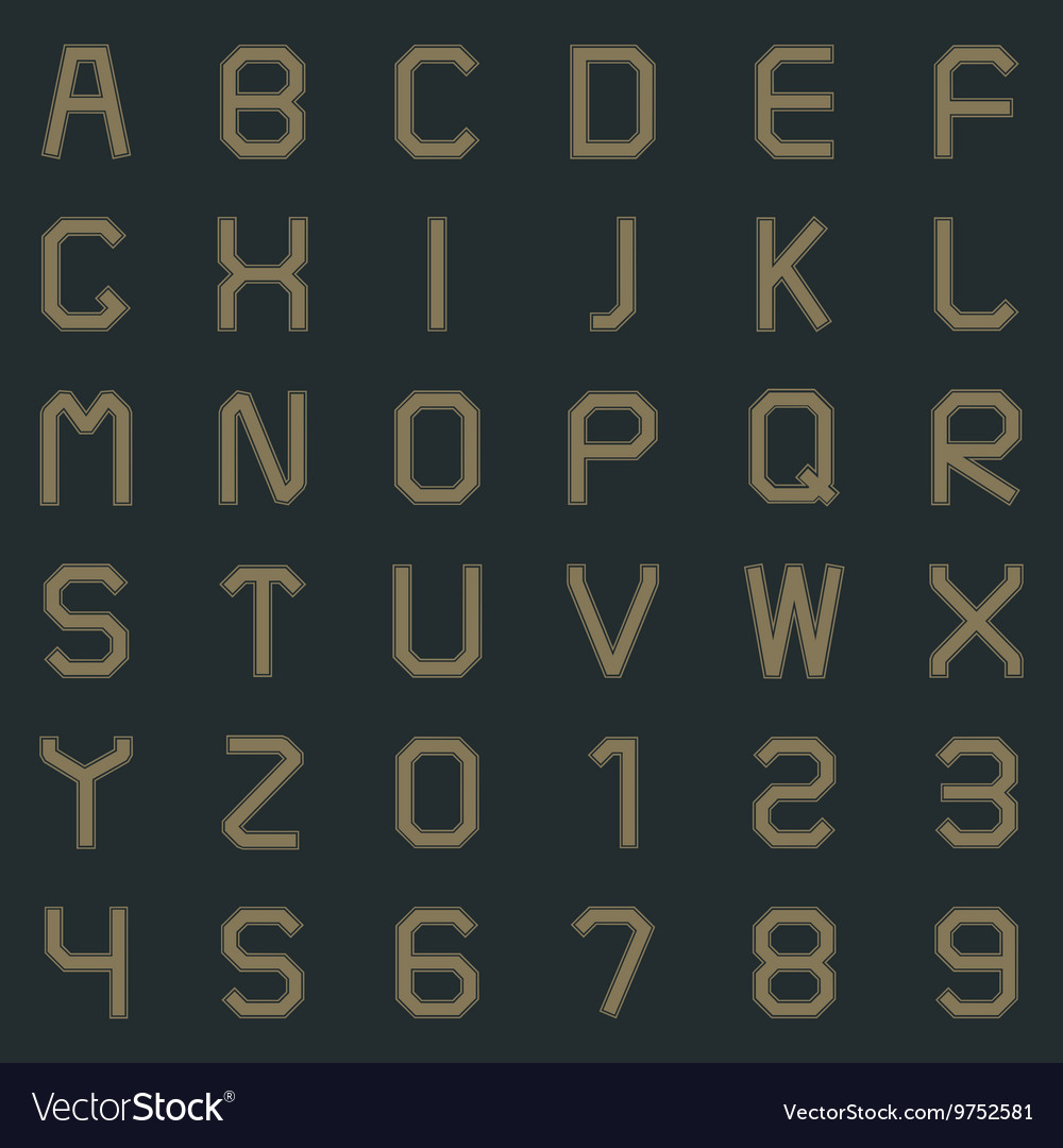 A set of letters and numbers Royalty Free Vector Image